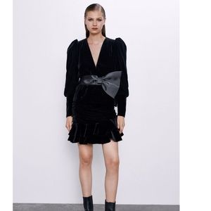 Zara | Jackets & Coats | Zara 220 Velvet Bow Jacket | Poshmark
